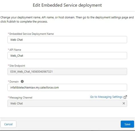 Messaging For In App And Web Setup For Web Chat In Salesforce