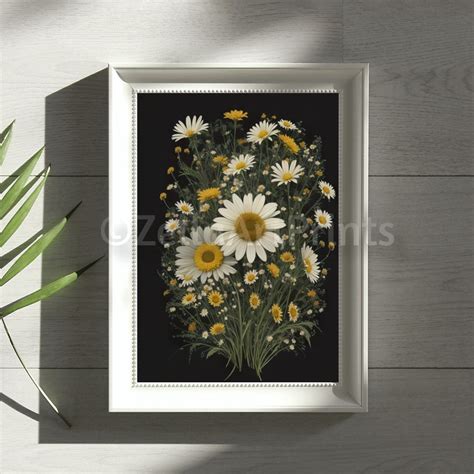 Daisies Wall Art Print Printable Daisies Illustration Daisies Wildflower Field Print Modern