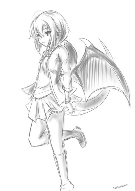 How To Draw A Dragon Girl At Gladys Roy Blog