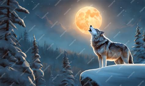 Premium Ai Image Digital Art Of Timber Wolf Howling At The Moon