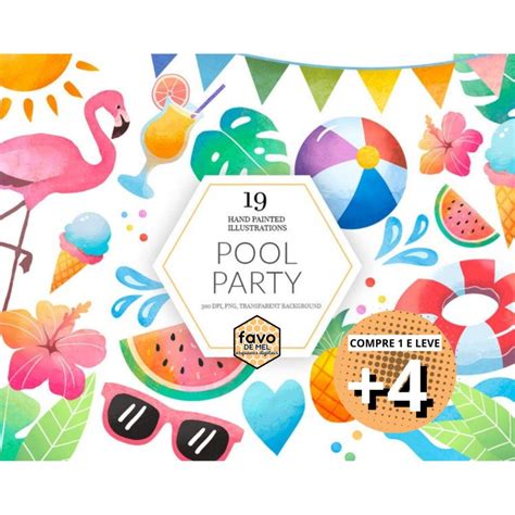 Kit Digital Pool Party Verão Férias E Praia Elo7