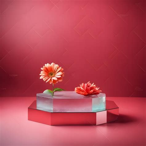 Premium Ai Image Background With Geometrical Forms And Flowers