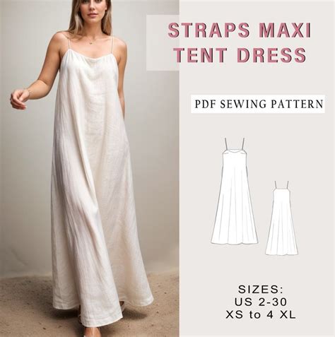 Straps Maxi Tent Dress Loose Summer Dress Sewing Pattern Easy Dress