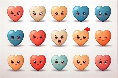 Cute Style Heart Illustration Vector Collection Premium Ai Generated