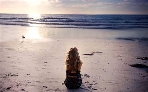 Download Girl Alone On The Beach Wallpaper