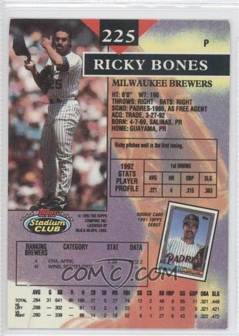 1993 Topps Stadium Club Base 225 Ricky Bones