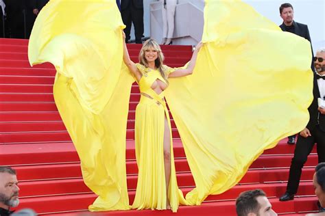 Heidi Klum Suffers Nip Slip At The 2023 Cannes Film Festival In Daring Yellow Gown Photos