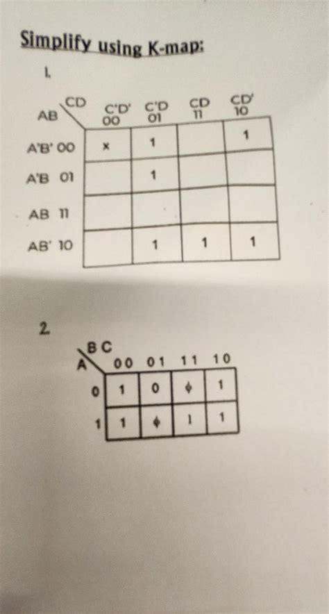 Solved Simplify Using K Map
