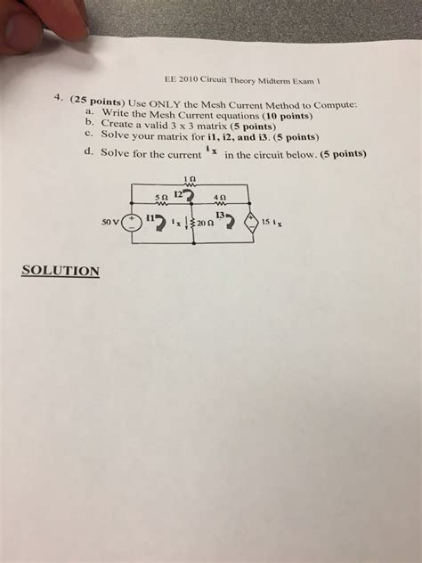 Solved Use Only The Mesh Current Method To Compute Write