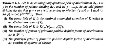Abstract Algebra Genus Field Hilbert Class Field Cox Exercise 615 Mathematics Stack