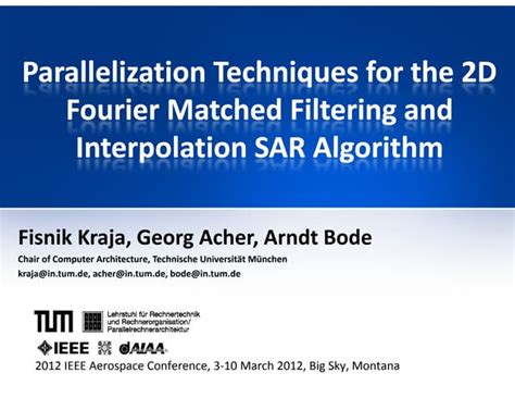 parallelization techniques for the 2d fourier matched filtering and