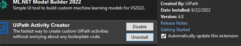 Uipath Activity Creator For Vs2022 Net Version Problem Technology