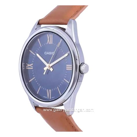 Casio General Mtp V005l 2b5udf Brown Silver Dial Blue Leather Strap
