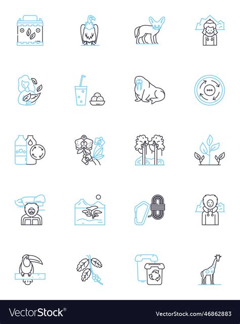 Environmental Degradation Linear Icons Set Vector Image