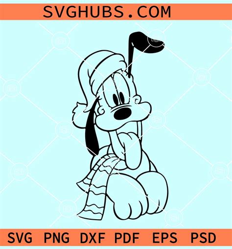 Pluto Dog With Santa Hat Svg Pluto Christmas Svg Disney Christmas Svg
