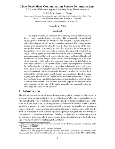 Pdf Time Dependent Contamination Source Determination A Network Subdomain Approach For Very