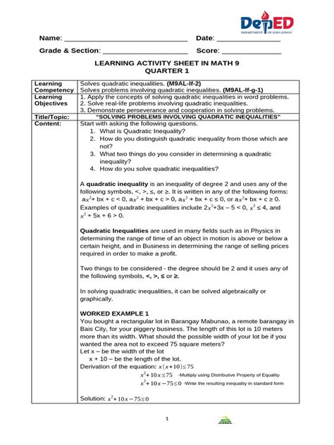 Lasmath 9quarter 1 Day 3 4 Pdf