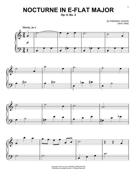 Nocturne In E Flat Major Op 9 No 2 By Frédéric Chopin Sheet Music For