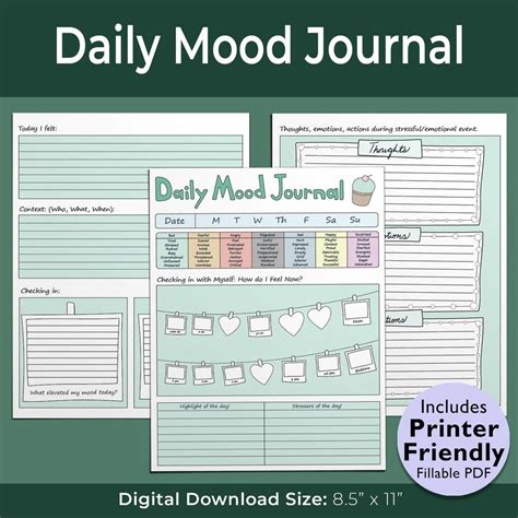 Mood Journal Prompts Dbt Mood Trackers Bpd Bundle Dbt Mental Health