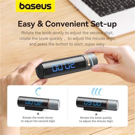 Đồng hồ báo thức hẹn giờ Đếm ngược màn hình kỹ thuật số baseus heyo