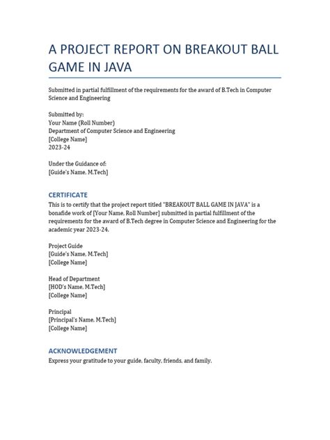 Enhanced Breakout Ball Game Report Pdf Java Programming Language