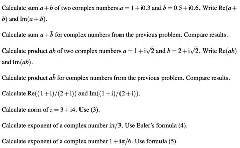 Solved Calculate Sum Ab Of Two Complex Numbers A 1i03