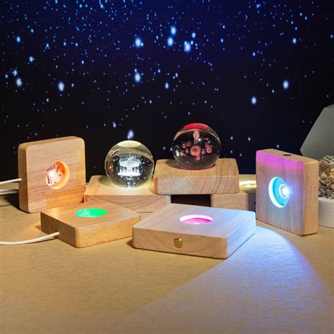 Rechargeable Led Night Light Solid Wood Ornament Base Etsy