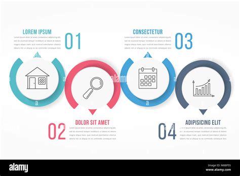 Process Diagram Template With Circles Flowchart Or Workflow With Four Elements Steps Or