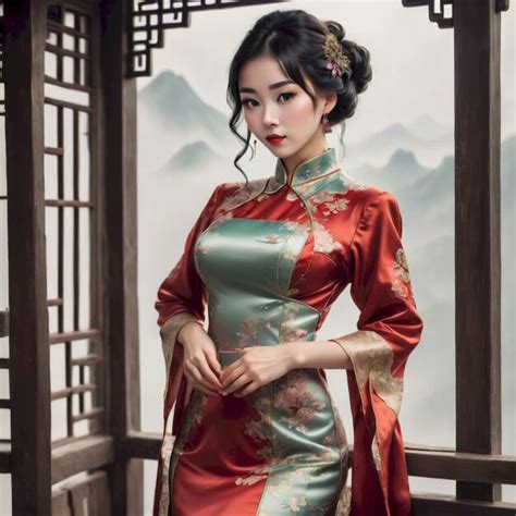 Vintage Beautiful Chinese Girl Background Premium Ai Generated Image