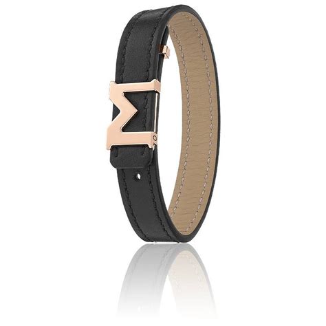 Bracelet Logo M Noir Fermoir Rosé 128659 Montblanc Ocarat