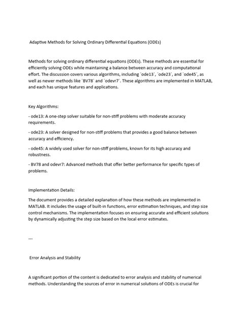 Adaptive Methods For Solving Ordinary Differential Equations Pdf