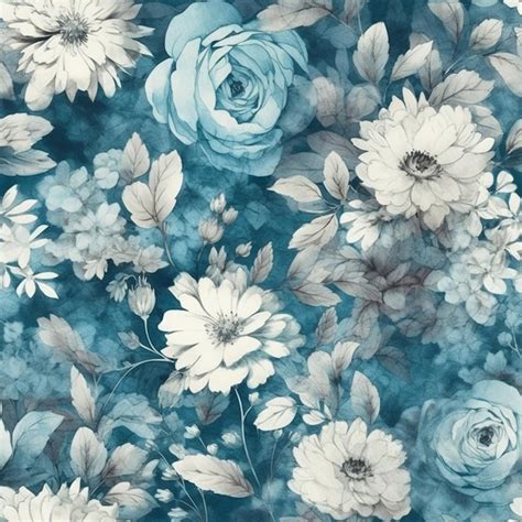 Premium Photo Blue Floral Wallpaper With A Blue Background