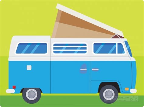 Automobile Clipart Volkswagon Camper Van Pop Top Clipart