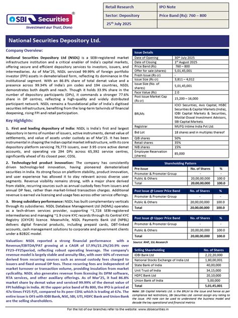 Nsdl Ipo Note Key Insights And Valuation Pdf Securities Finance