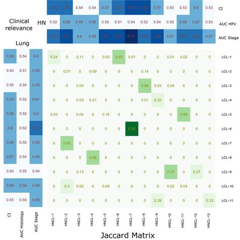 Heatmap Depicting Cluster Overlap And Clinical Relevance Ci And Auc Download Scientific