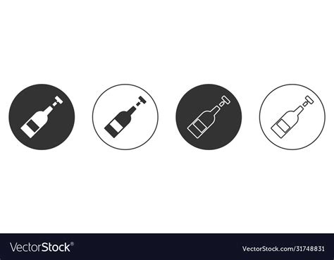 Black Opened Bottle Wine Icon Isolated On White Vector Image