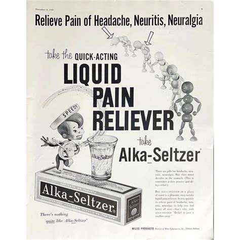 1959 Alka Seltzer Vintage Print Ad Speedy Mascot Plop Plop Fizz Fizz