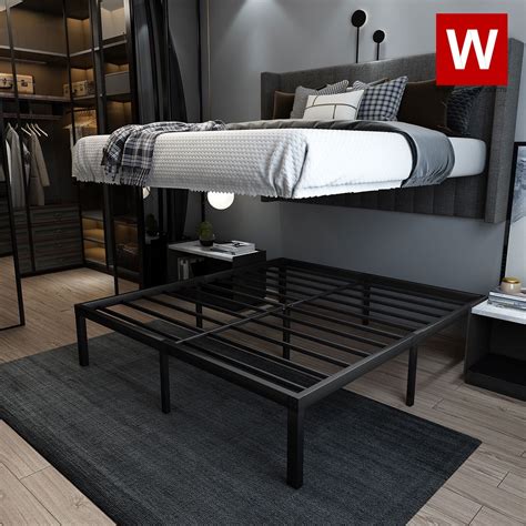 King Size Metal Platform Bed Frame With Extra Storage Space