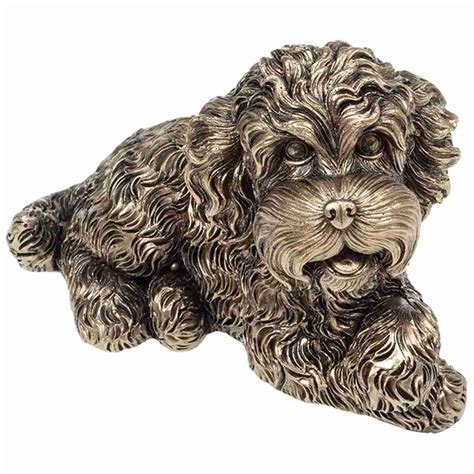 Shudehill Tware Cockapoo Lying Dog Ornament Bronze 10cm