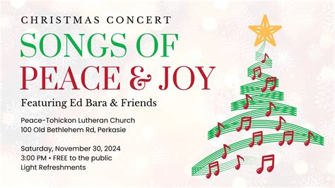 Nov 30 Songs Of Peace And Joy Christmas Concert Hosted By Peace Tohickon Lutheran Church