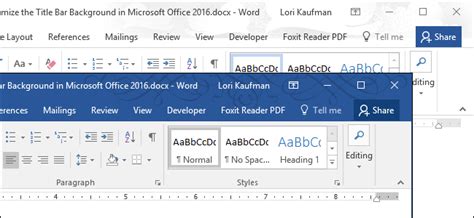 How To Customize The Title Bar Theme In Microsoft Office 2016
