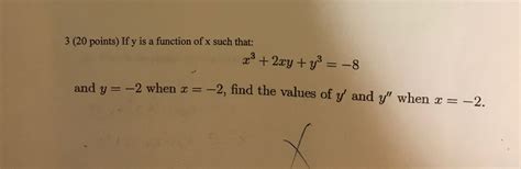 Solved 3 20 Points If Y Is A Function Of X Such That X3