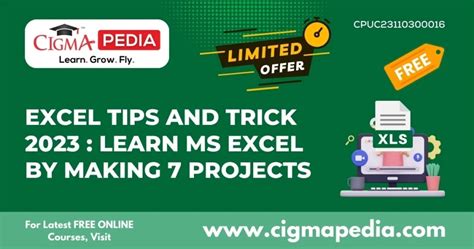 excel tips and trick 2023 learn ms excel by making 7 projects cigma pedia