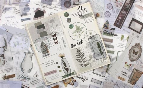 Diuhofart 40 Sheets Vintage Washi Stickers Book For Adults