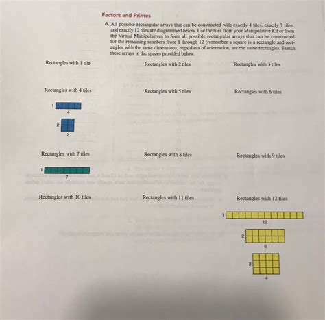 Solved Factors And Primes 6 All Possible Rectangular Arrays Chegg Com