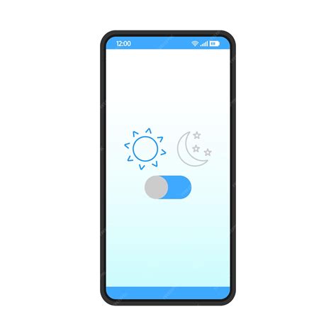 야간 모드 스마트폰 인터페이스 벡터 템플릿입니다 모바일 앱 페이지 디자인 레이아웃입니다 절전 모드 켜기 끄기 화면 라이트