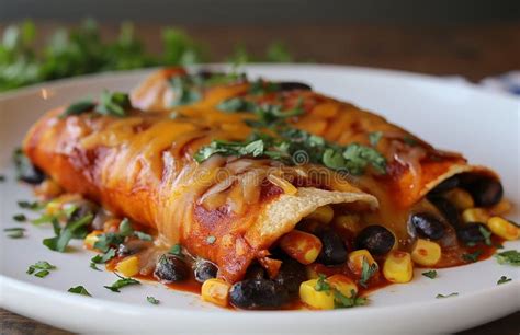 Vegetarian Enchilada Pie Layered With Tortillas Sauce Pinto Beans