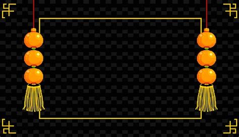 Pixel Minimalistic Gold Line Border Frame Mandarin Oranges Lined