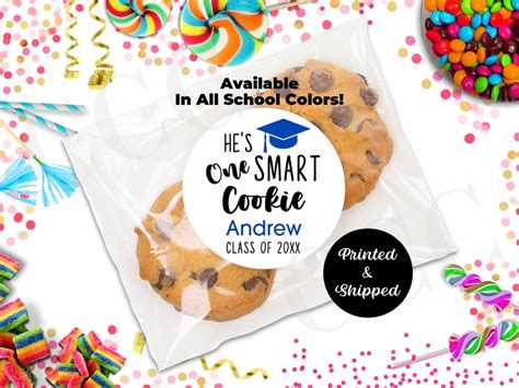 Graduation Hes Shes One Smart Cookie Party Favor Stickers Only Class