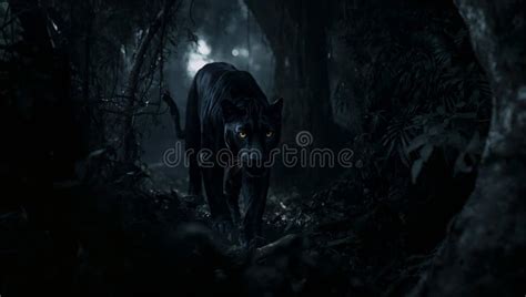 Black Panther In A Dark Forest Stock Illustration Illustration Of